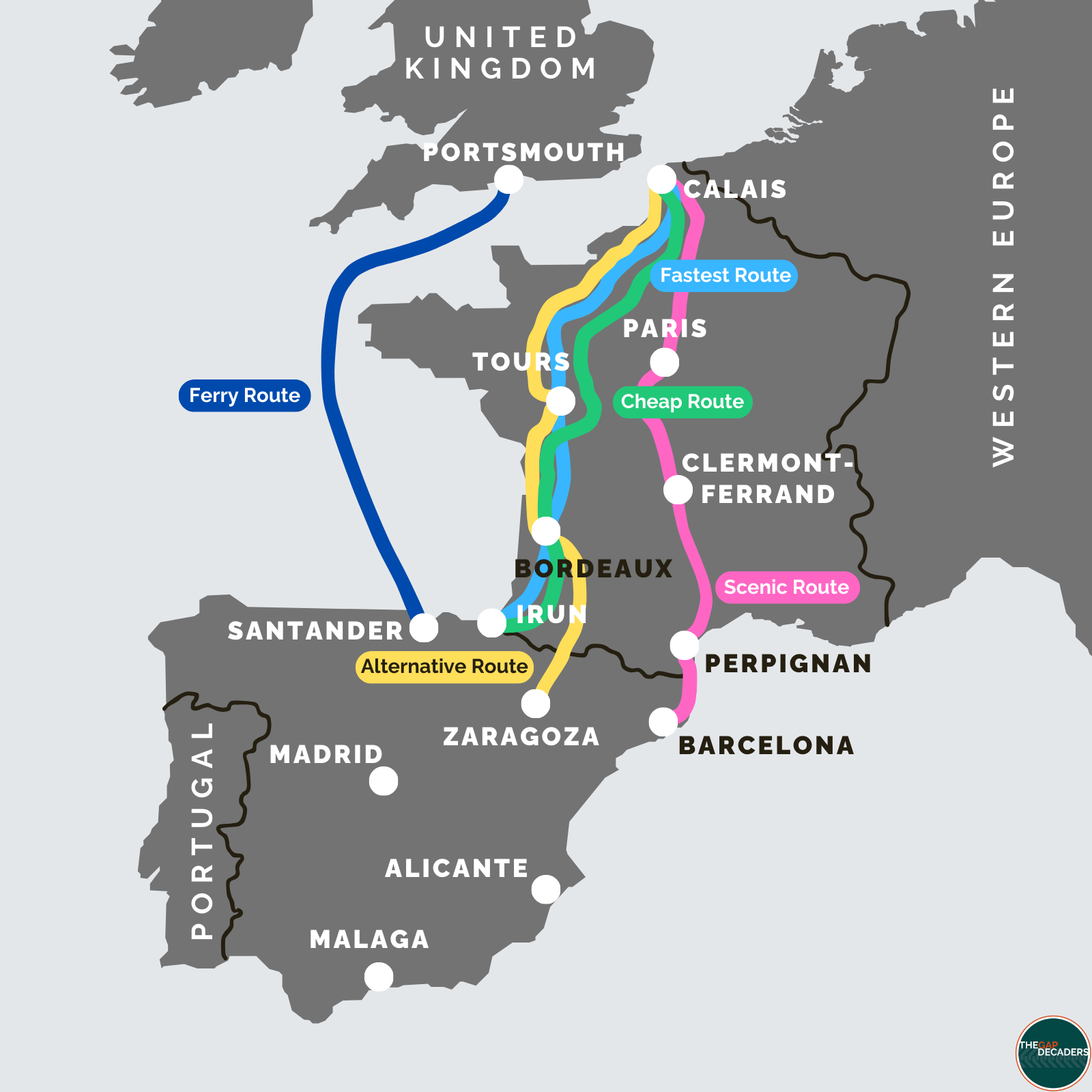 Driving to Spain from UK: Best Routes & Driving Tips | The Gap Decaders